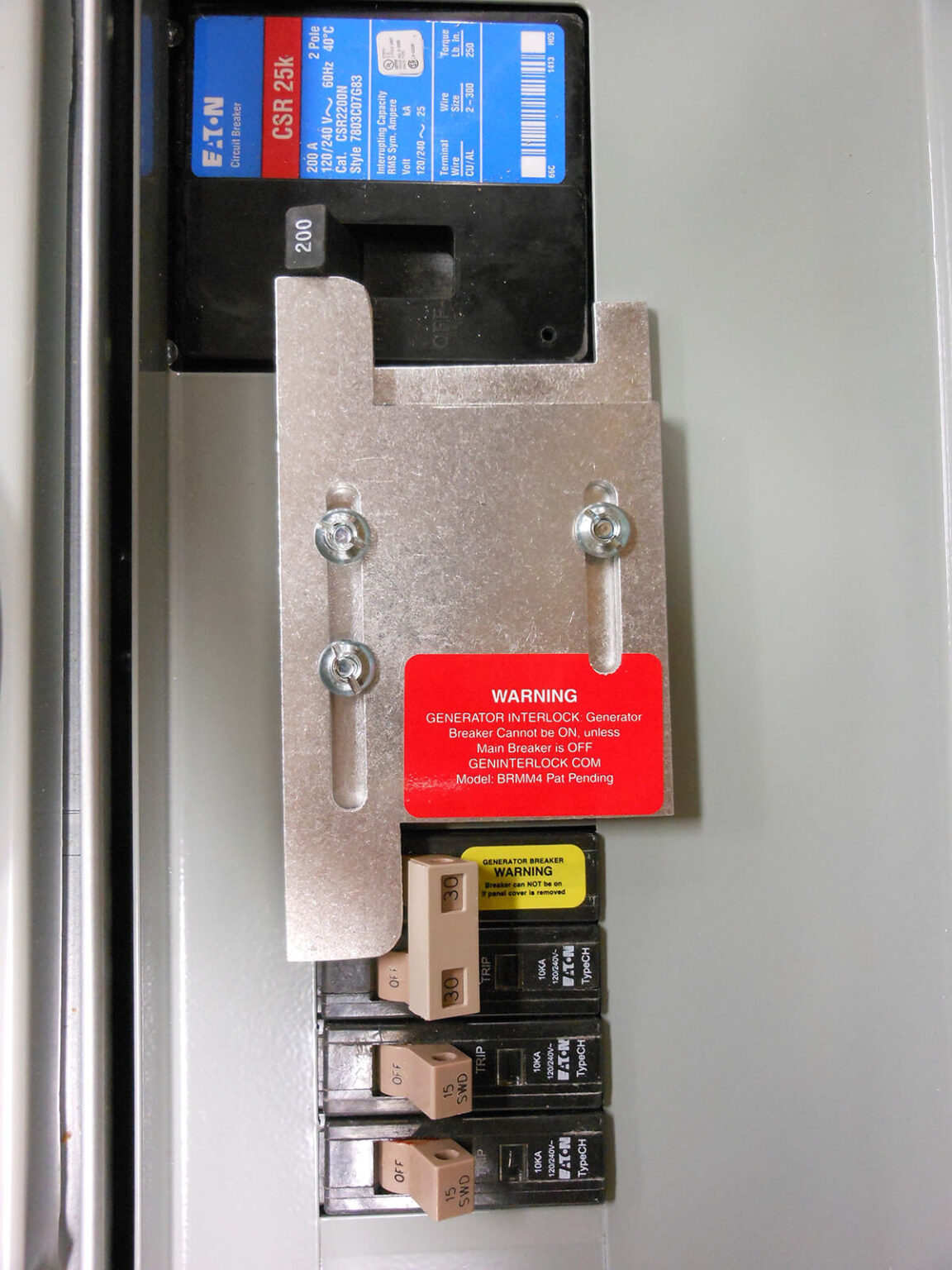Generator Interlock Kit Cutler Hammer Eaton Meter Main CH Panel Generator Interlock Kit Cutler Hammer Eaton Meter Main CH Panel