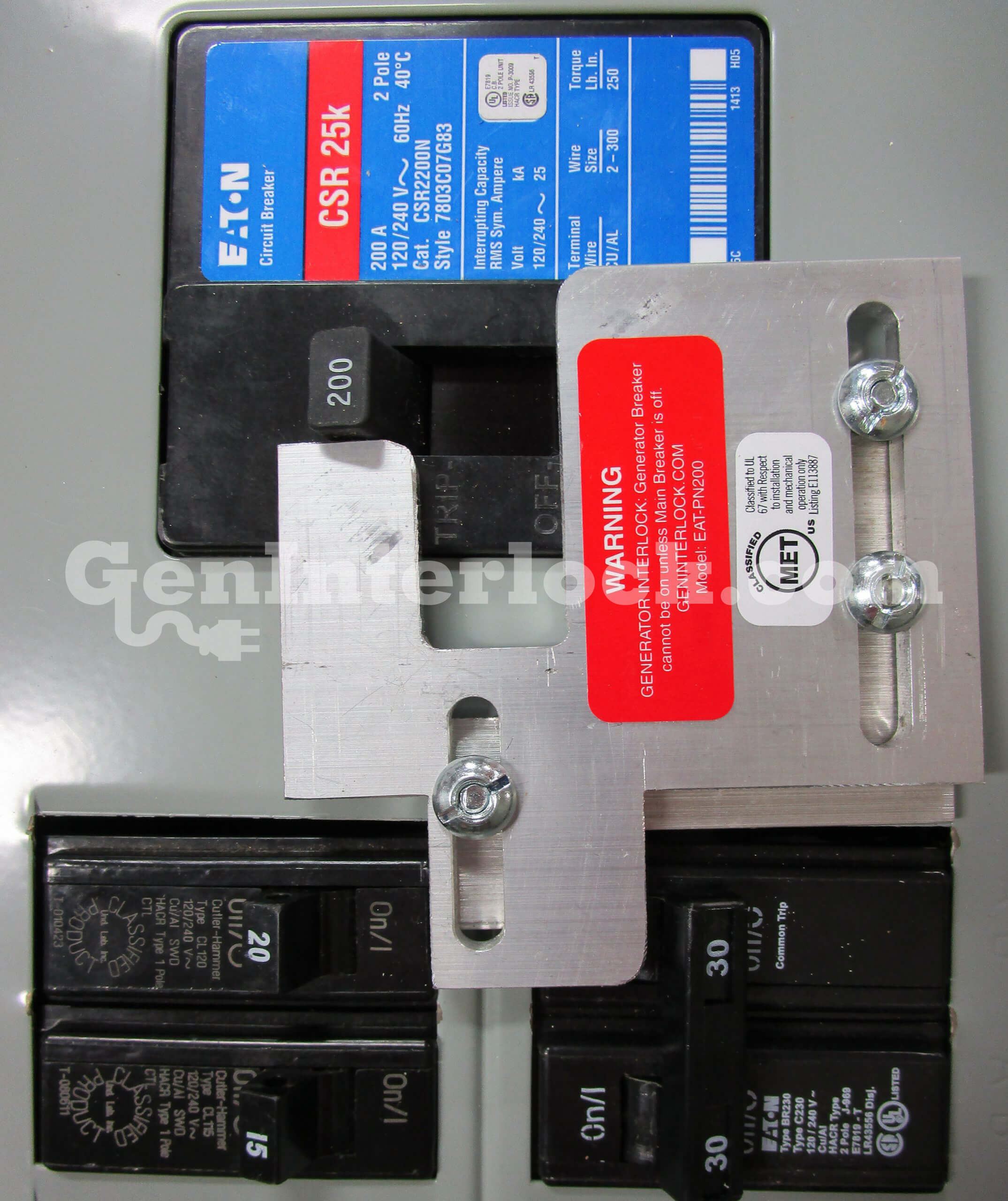 Generator Interlock Kit Cutler Hammer BR series with PLUG ON NEUTRAL ...