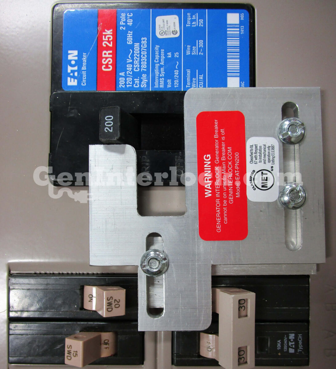 Generator Interlock Kit Cutler Hammer / Eaton CH series with PLUG ON ...