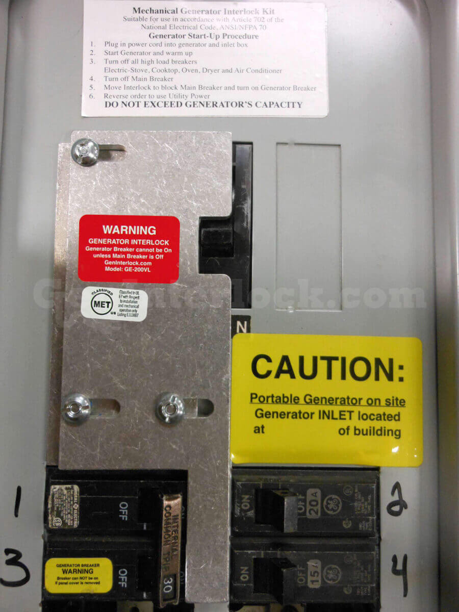 Generator Interlock Kit General Electric GE Vertical Throw 150 and 200 ...