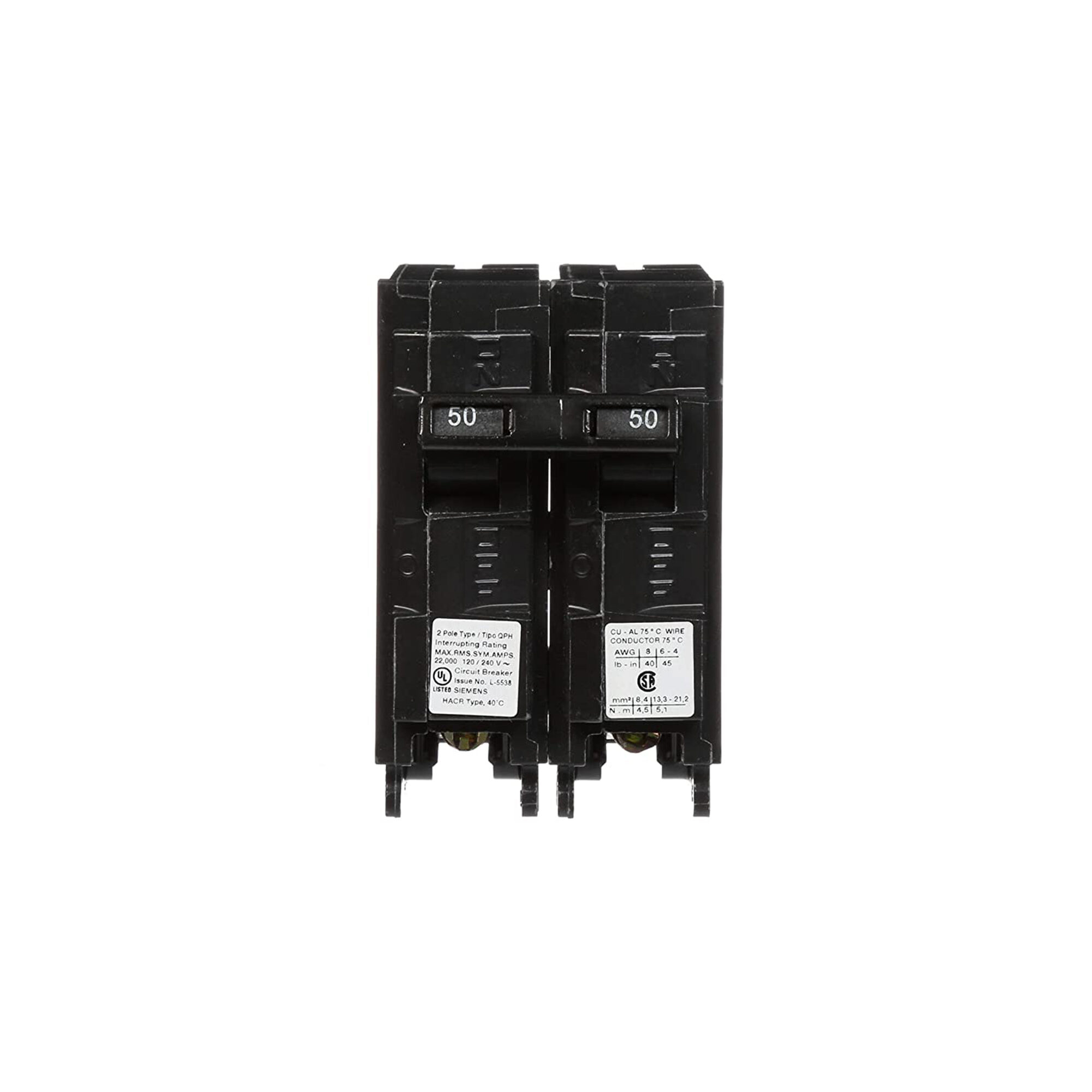 Siemens 50 Amp Double Pole Type QP Circuit Breaker GenInterlock